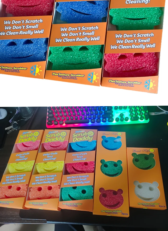 Kitchen Scrub Happy Face Sponge Smile Daddy Mommy Scrubbing Washing ...