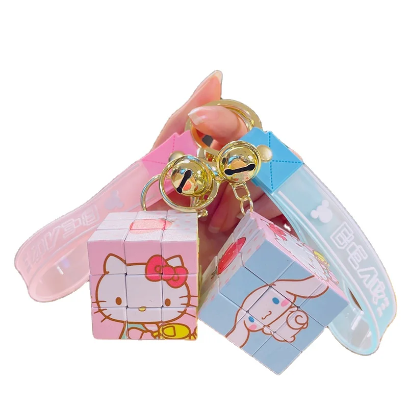 Cartoon Cute Hello Kitty Mini Rubik's Cube Keychain Puzzle Backpack ...