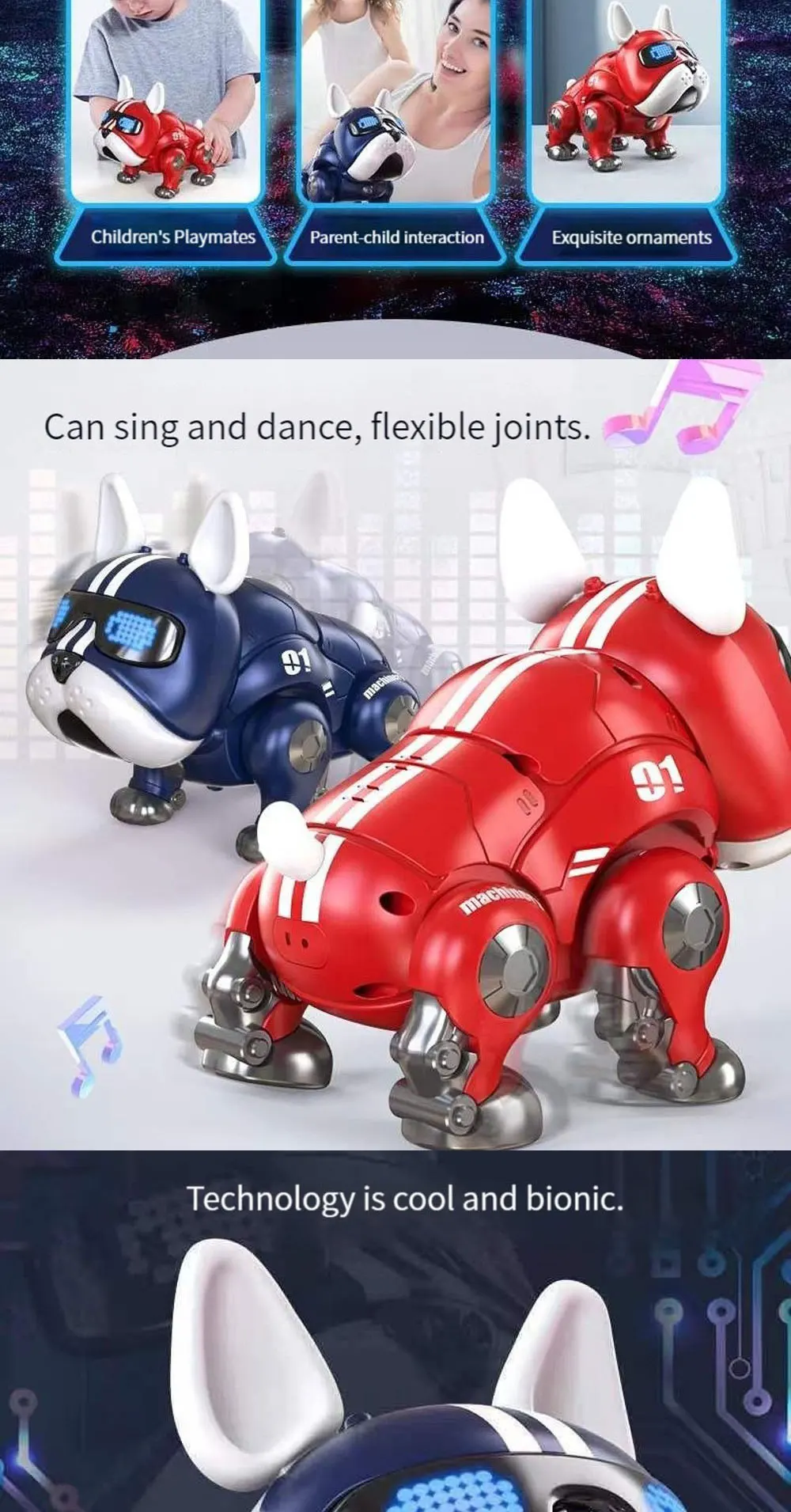 Electric Robot Bulldog Toy - Voice Control, 2.4GHz Gesture Control ...