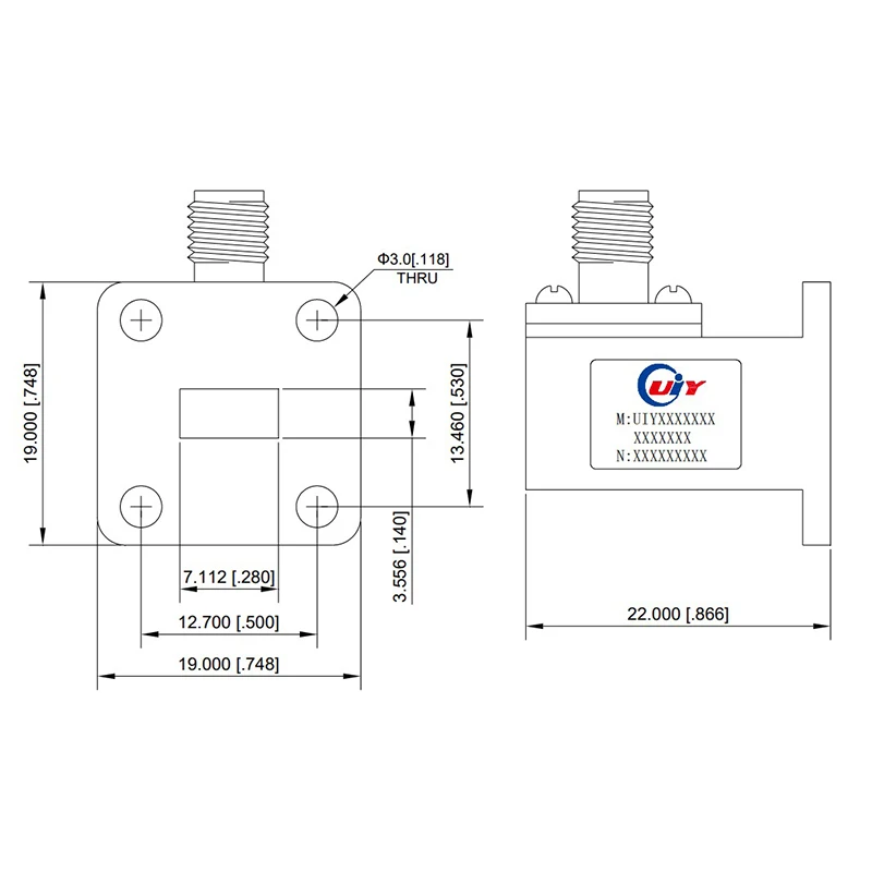 Ka Band Right Angle Waveguide To Coaxial Adapter With Wr28 (bj320 ...