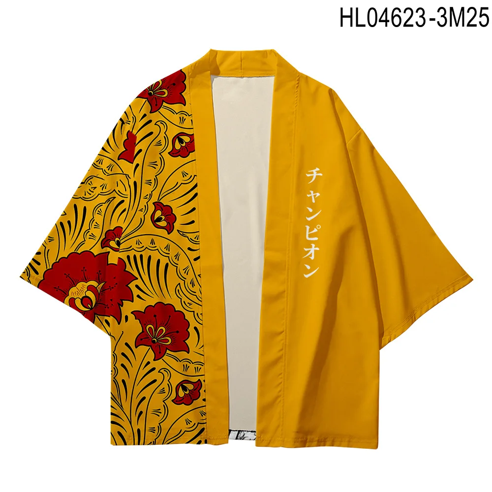 Japanese Samurai Cardigan Patchwork Waves Print Oversized Haori Women ...