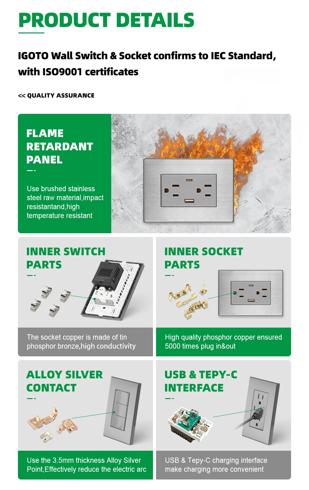 IGOTO 2 Gang Universal American Standard Wall Socket