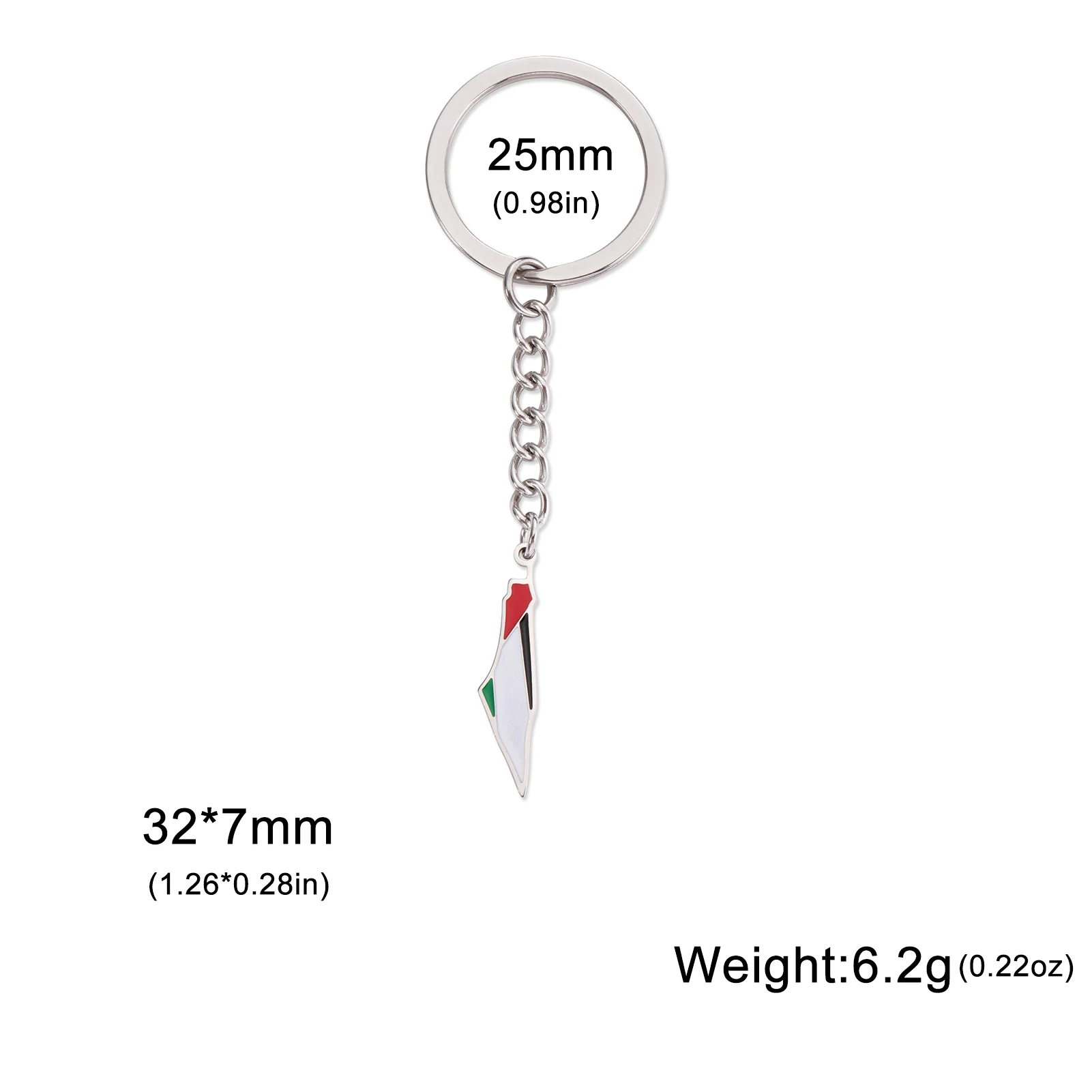 Palestine Stainless Steel Key Chain Country Flag and Geography Key Ring ...