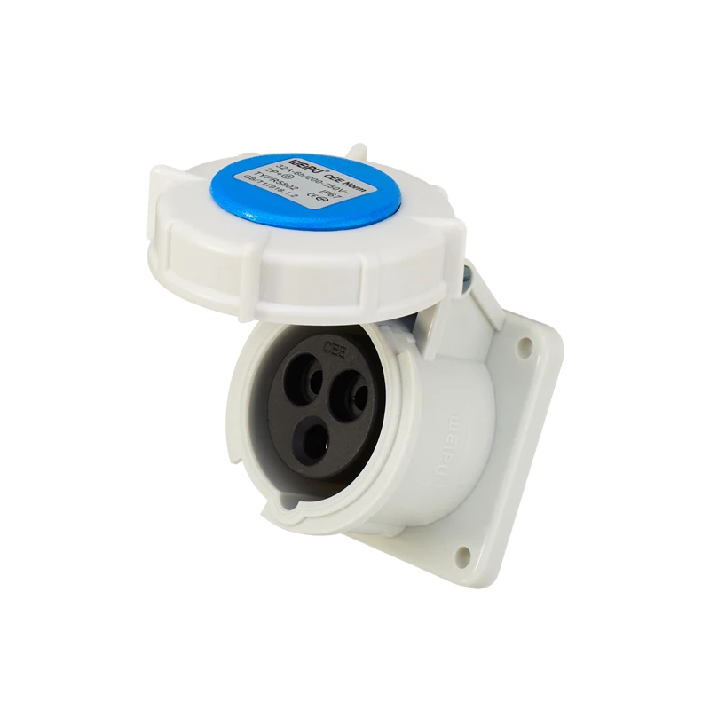 Weipu Angled Panel Mount Socket Iec60309 Standard 220v Rated Voltage 3p ...