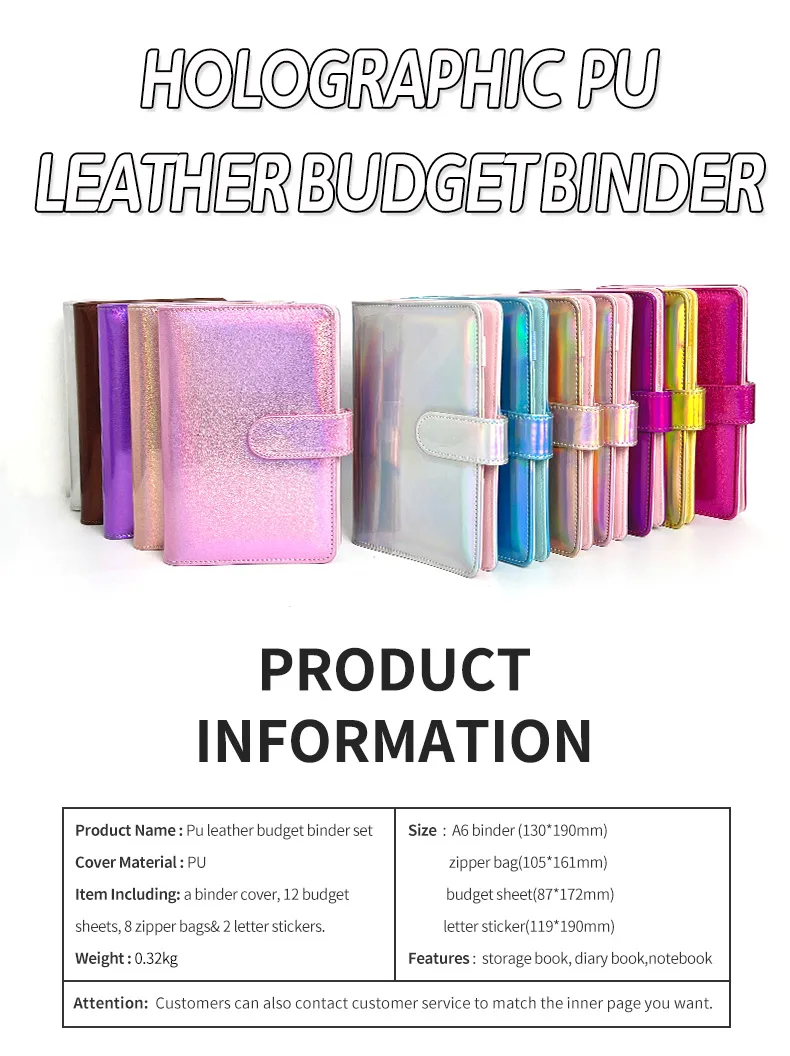 6-Ring Binder Cover Refillable Notebook Shell,Snap Button Lock ...