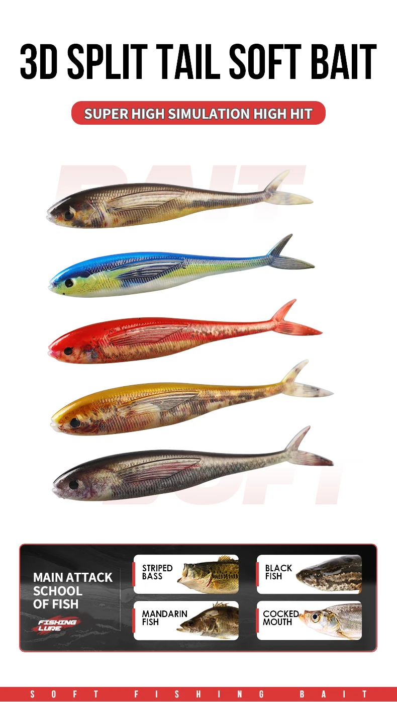 Palmer 12.5cm 11g Fluke Lure Split Tail Soft Plastic Fishing Lure ...