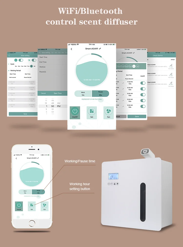 OEM High-End Electric Aroma Diffuser Quiet Heavy Mist LCD Status ...