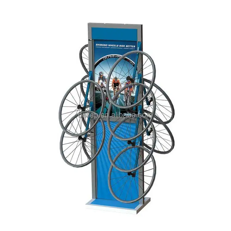 Bike Shop Floor Standing Metal Display Rack Double Sided Bicycle Wheel ...