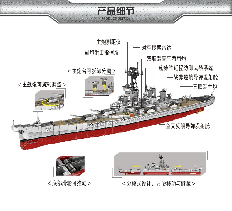 Xingbao 06030 Assembled Ship Model Battleship Building Blocks Toy ...