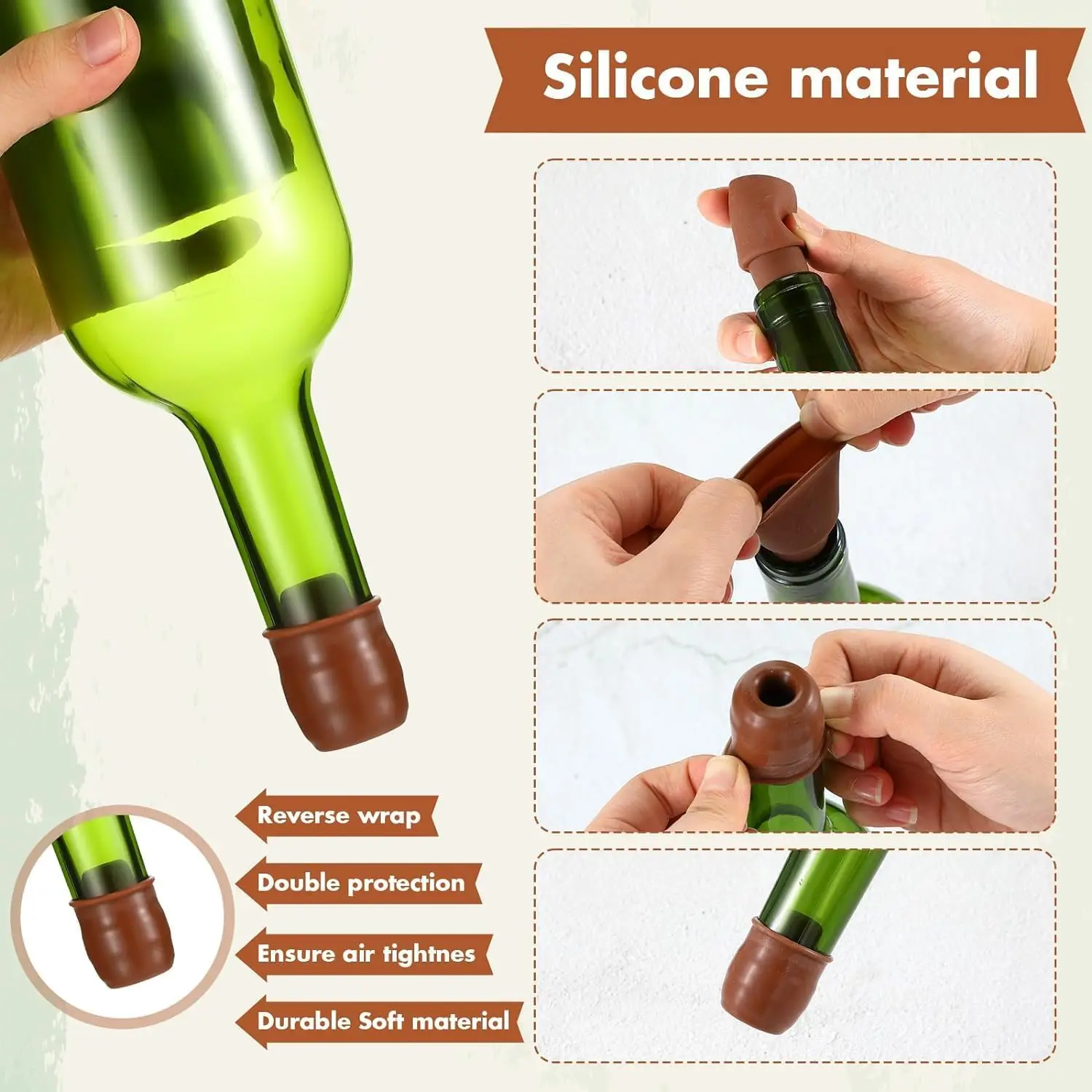 Reusable Silicone Wine Stoppers - Double Sealed Protection