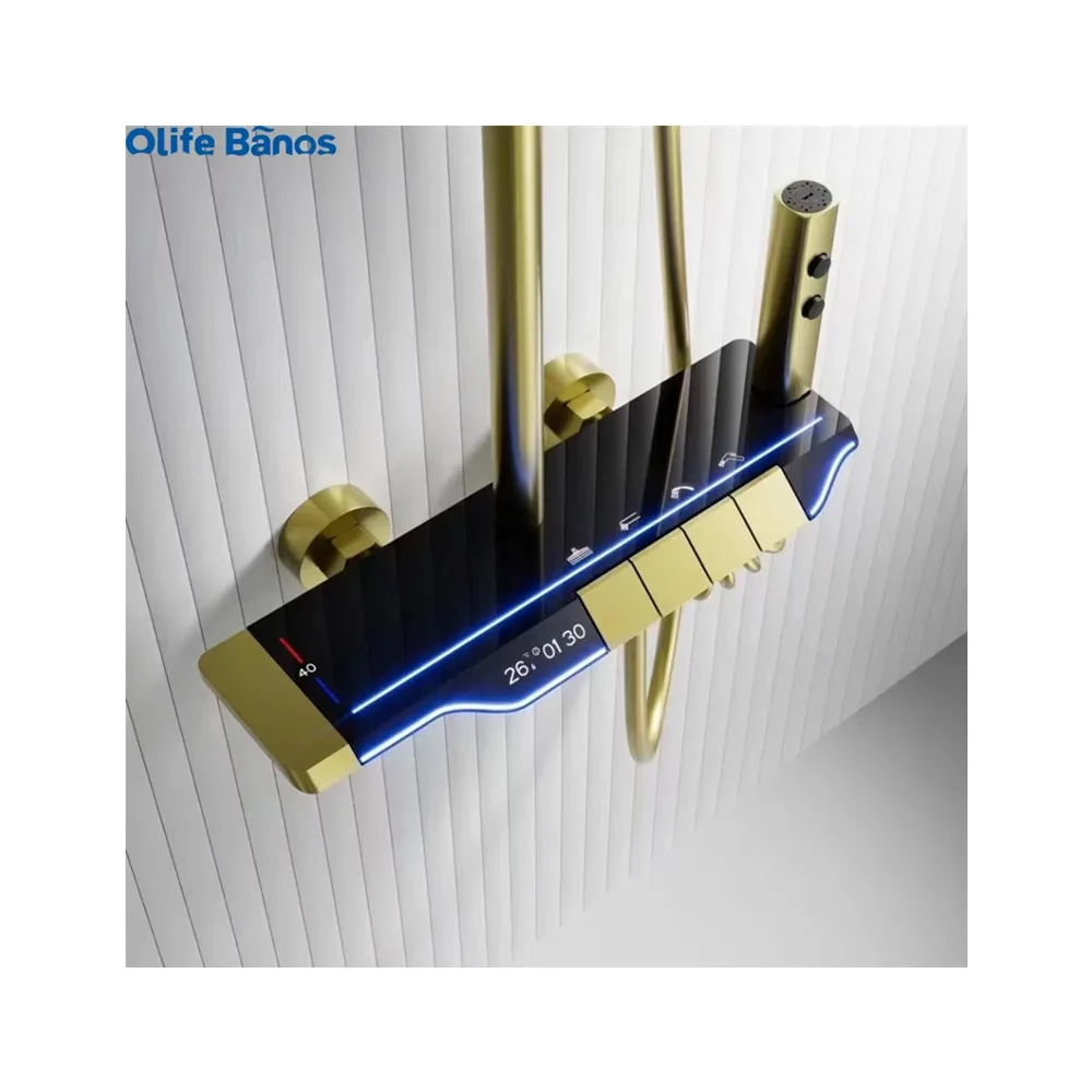 2024 New Design Gold Piano Key LED Shower Set 4 Functions Constant ...