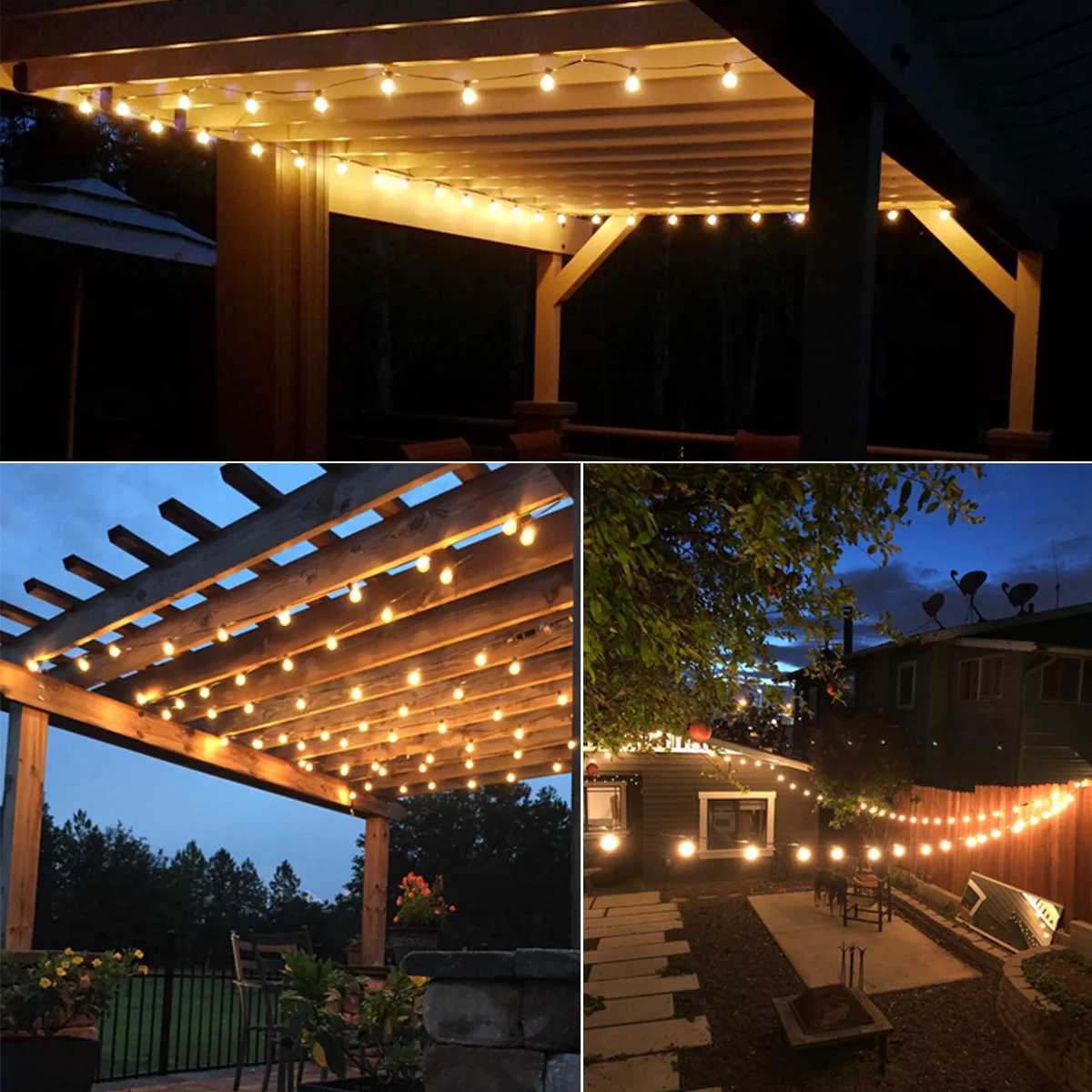 48 Foot Outdoor Weatherproof Flexible Led Light String Hanging Sockets ...