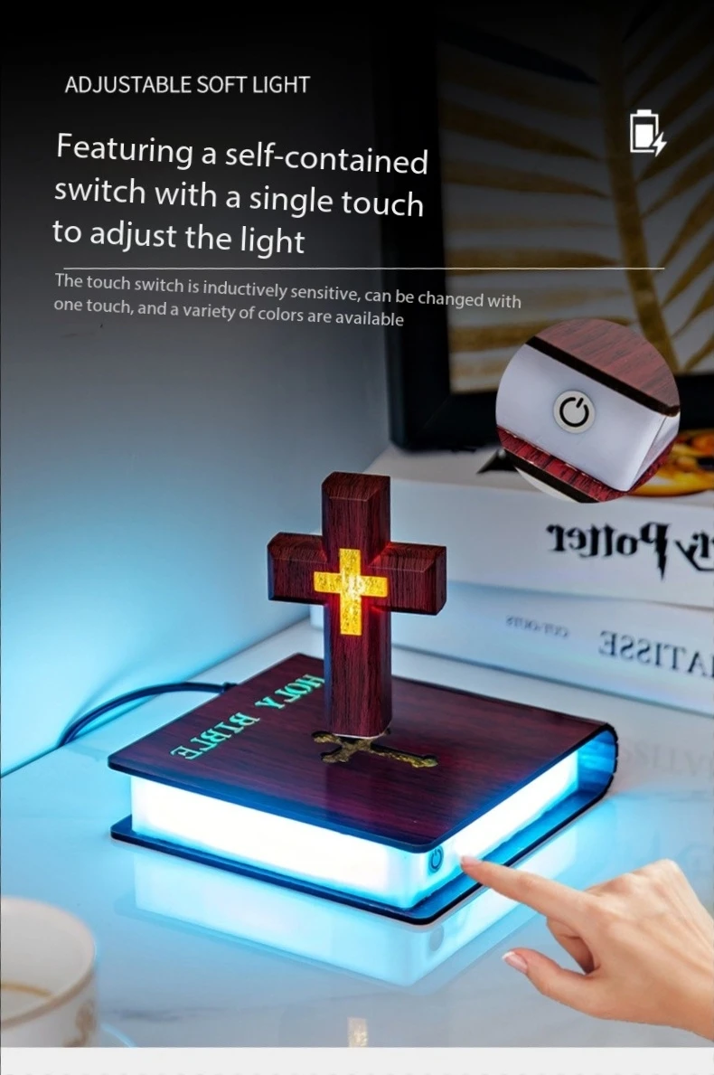 Magnetic Levitation Cross Lamp - Colorful LED Art Decor