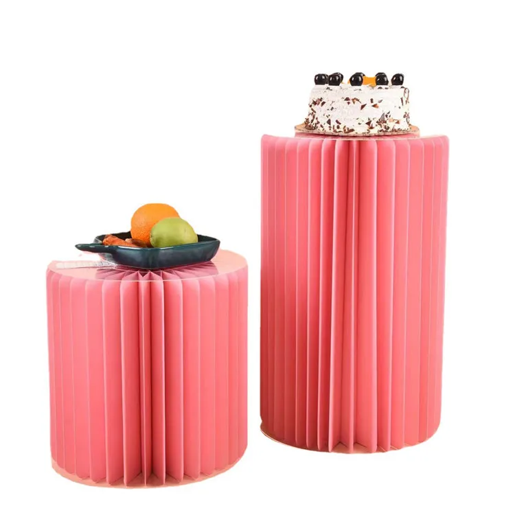 Deformed Folding Cylinderl Paper Cake Plinth Stand Dessert Table Stage ...