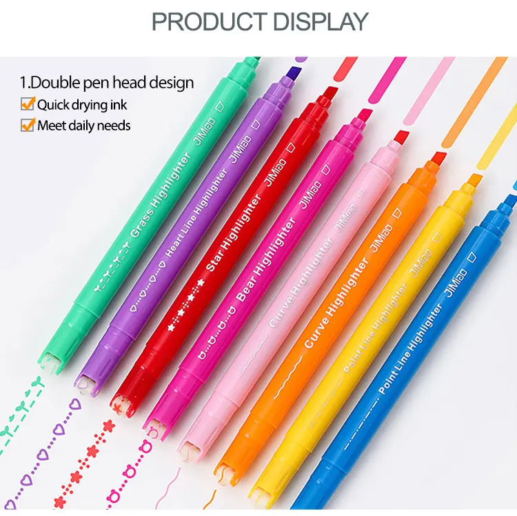 Roller Pen Markers With 8 Different Curve Shapes,Dual Purpose Hand ...