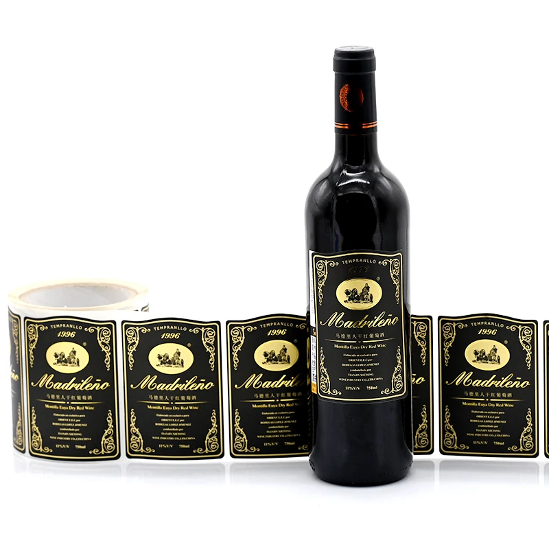 Custom Textured Fancy Paper Wine Bottle Label Stickers