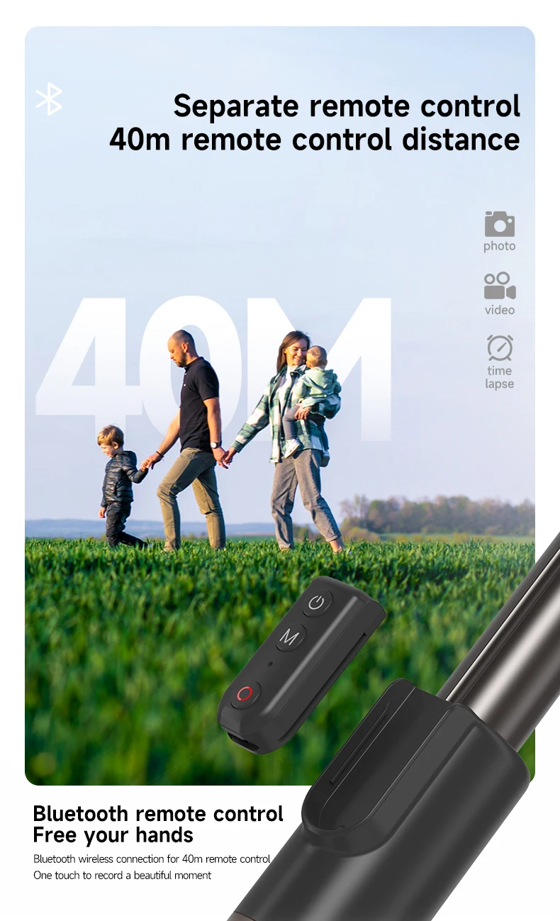 Telesin Vlogging Remote Selfie Stick - Flexible & Portable