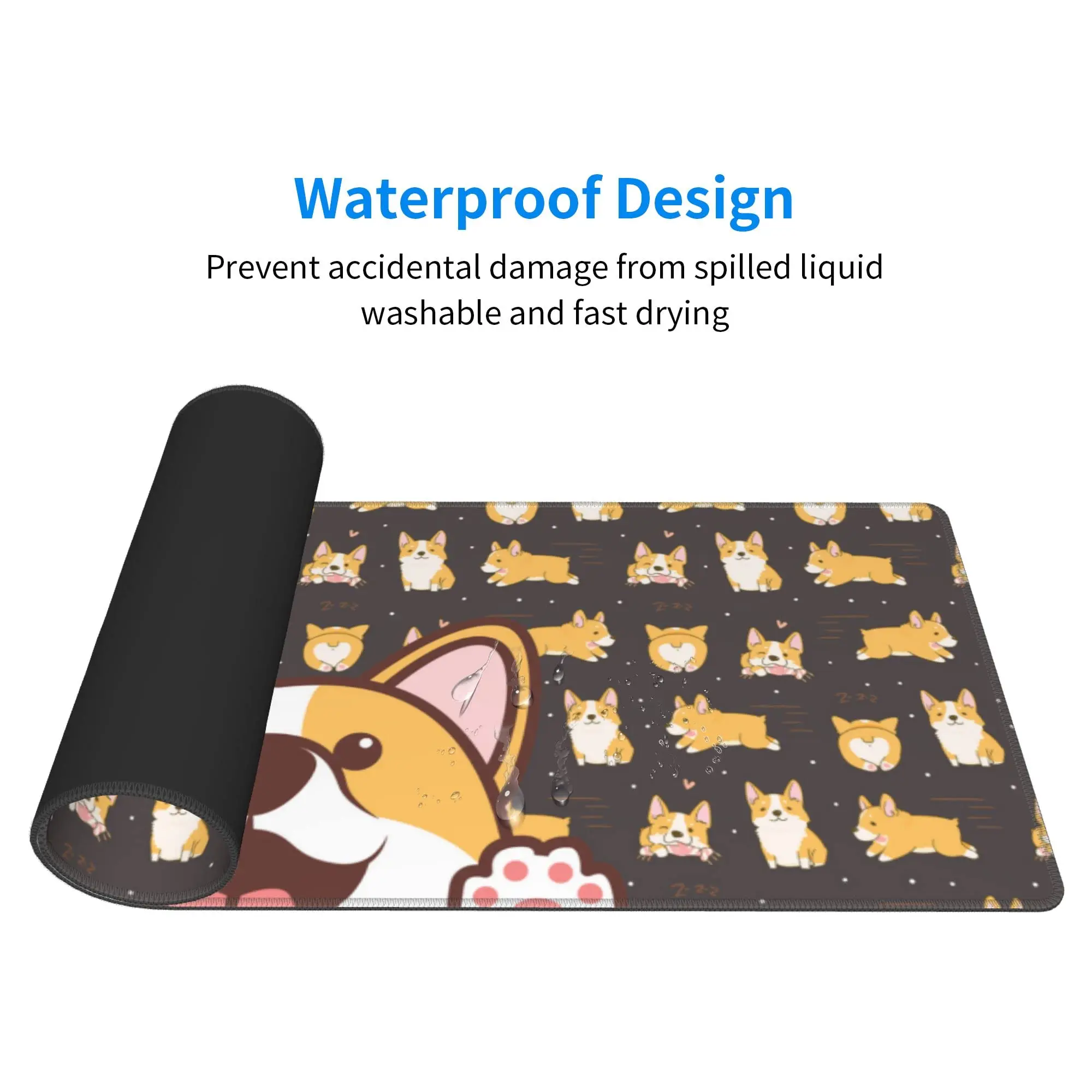 Cartoon Cute Anime Corgi Dog Large Gaming Mouse Pad Rubber Non-slip ...