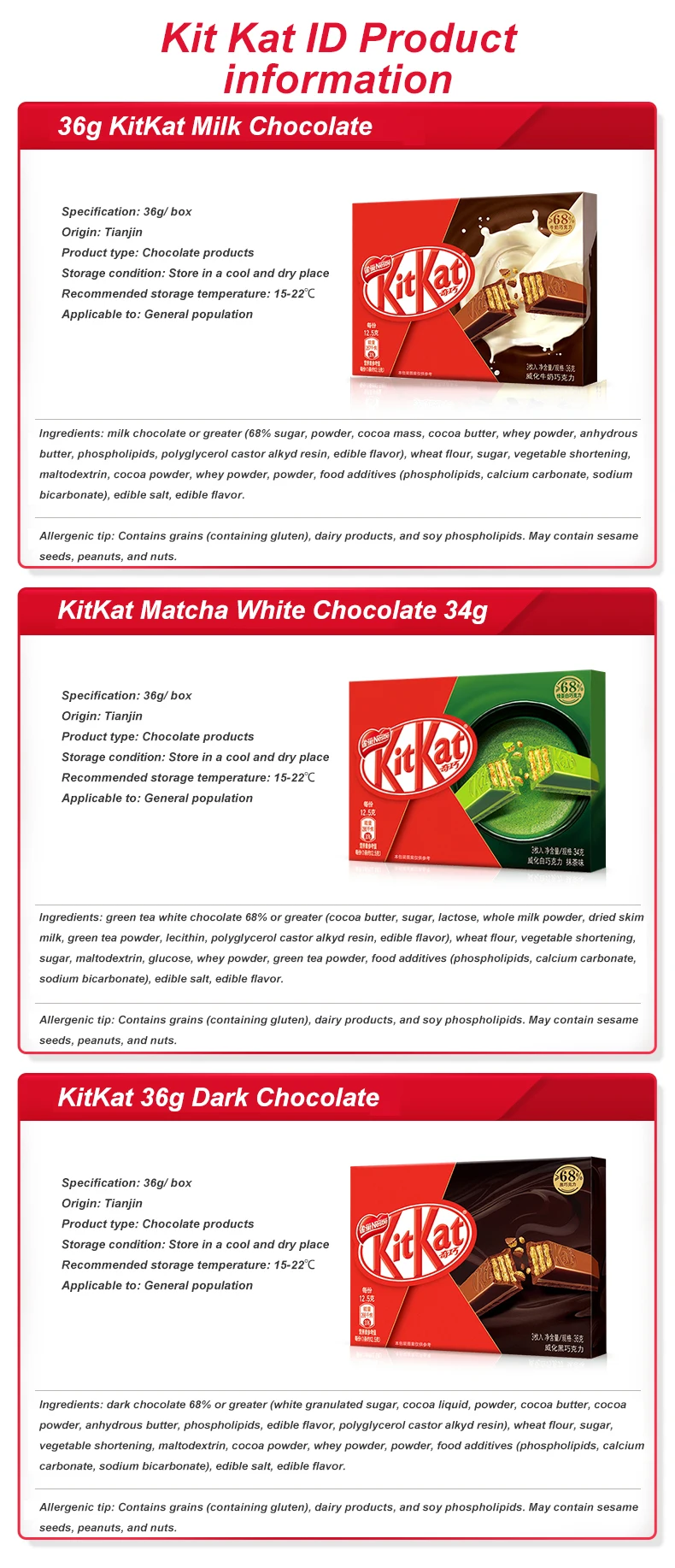 Wholesale Milk Chocolate Kitt Kat 34g Matcha Flavored Wafer White ...