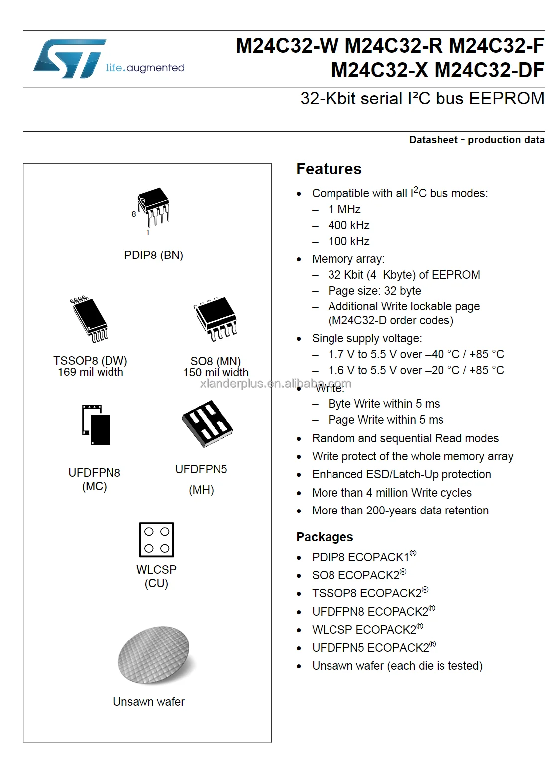 X-lander M24c32-dfdw6tp Ic Eeprom 32kbit I2c 1mhz 8tssop Integrated Circuit Electronic ...