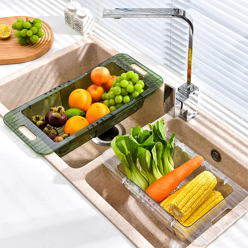Kitchen Retractable Drain Stand Wash Basin Drain Basket Household ...