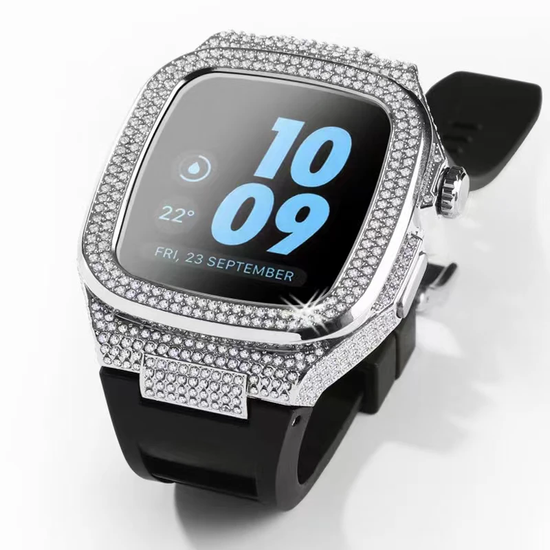 Modification Kit Luxury Diamonds Case For Apple Watch 8 7 45mm Metal ...