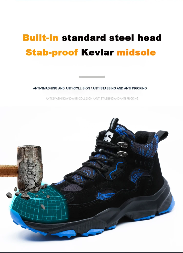 Custom Steel Toe Puncture Proof Anti-smash High Shoes Cowhide Suede ...