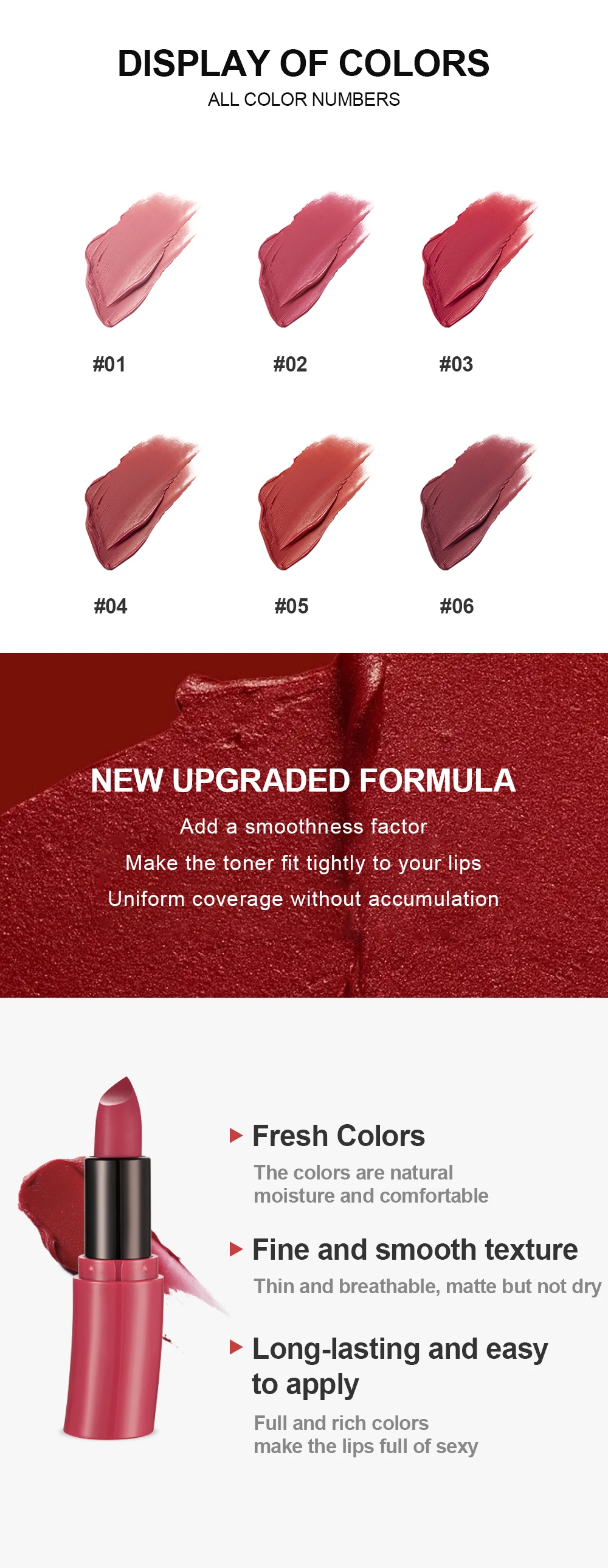 Customized 6 Colors Matte Lipstick Set Velvet Lipsticks Waterproof ...