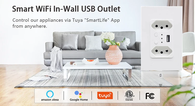 Wall Mounted Brazil Socket Support Amazon Alexa And Google Home Wifi ...