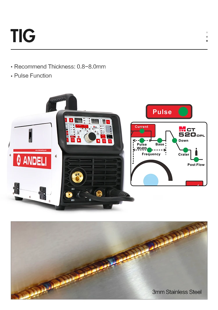 ANDELI MCT-520DPL MIG TIG Welding Machine - 5 in 1 Functionality