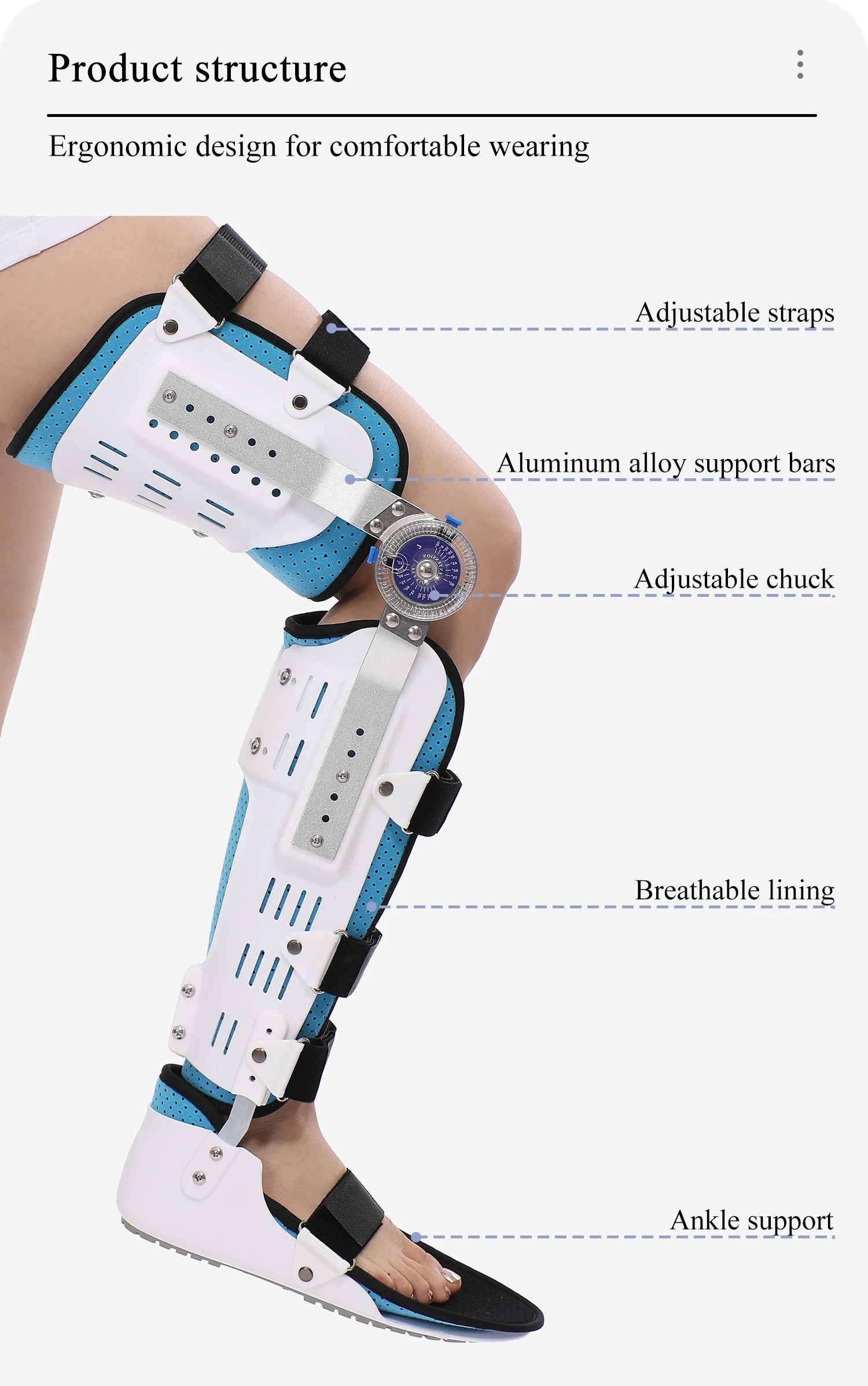 Ankle Knee Joint Fixation Brace Adjustable Thighs Calves Lower Limbs ...