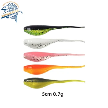 New 50mm 0.7g Double Color Needle Tail Fishing Soft Lure Artificial Pvc ...