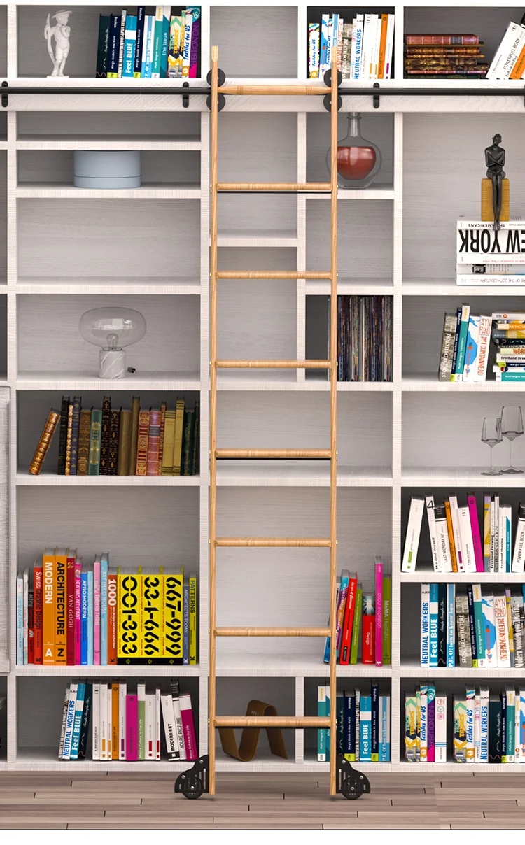 Sliding Ladder Hardware Library and Bookshelf Ladder by KINMADE