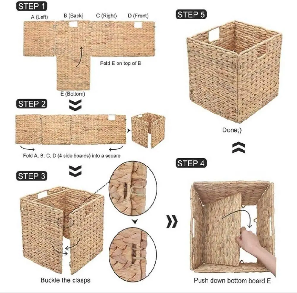Kingwillow Folding Water Hyacinth Storage Baskets