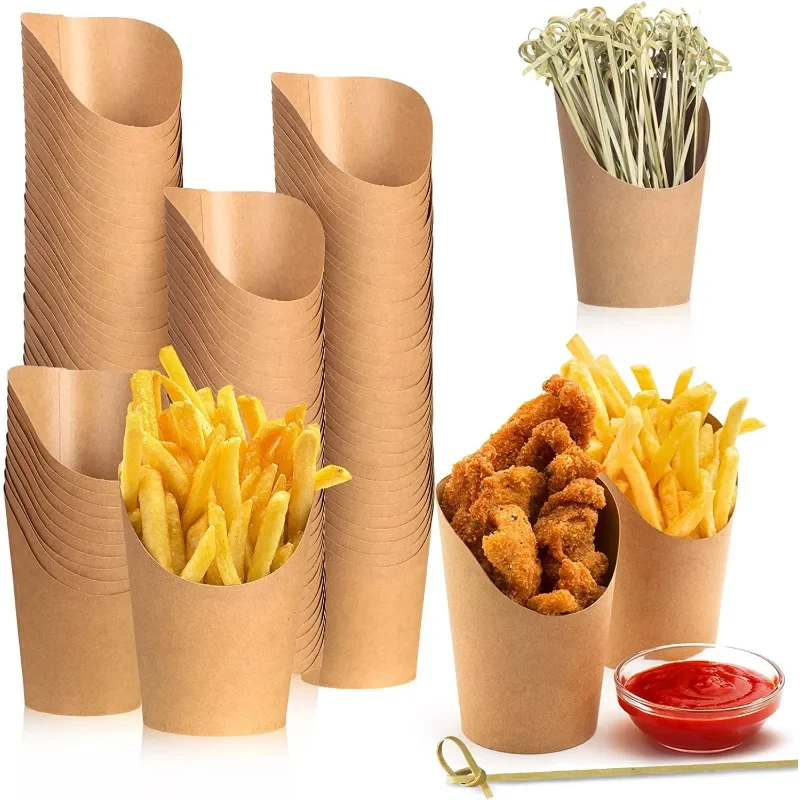 French fries scoop paper cup french fries take away box round potato ...