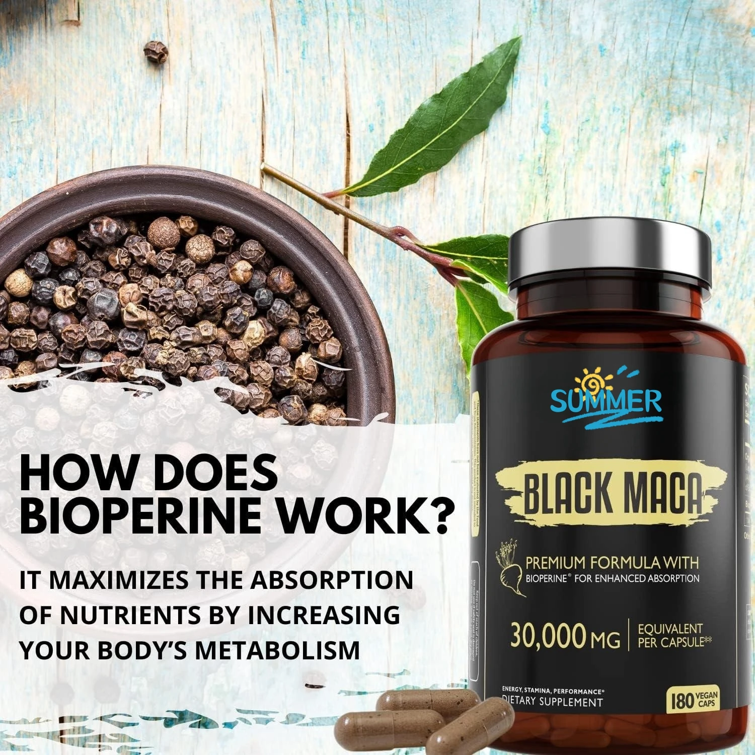 OEM/ODM Black Maca Root Extract - 60count Capsules for Energy