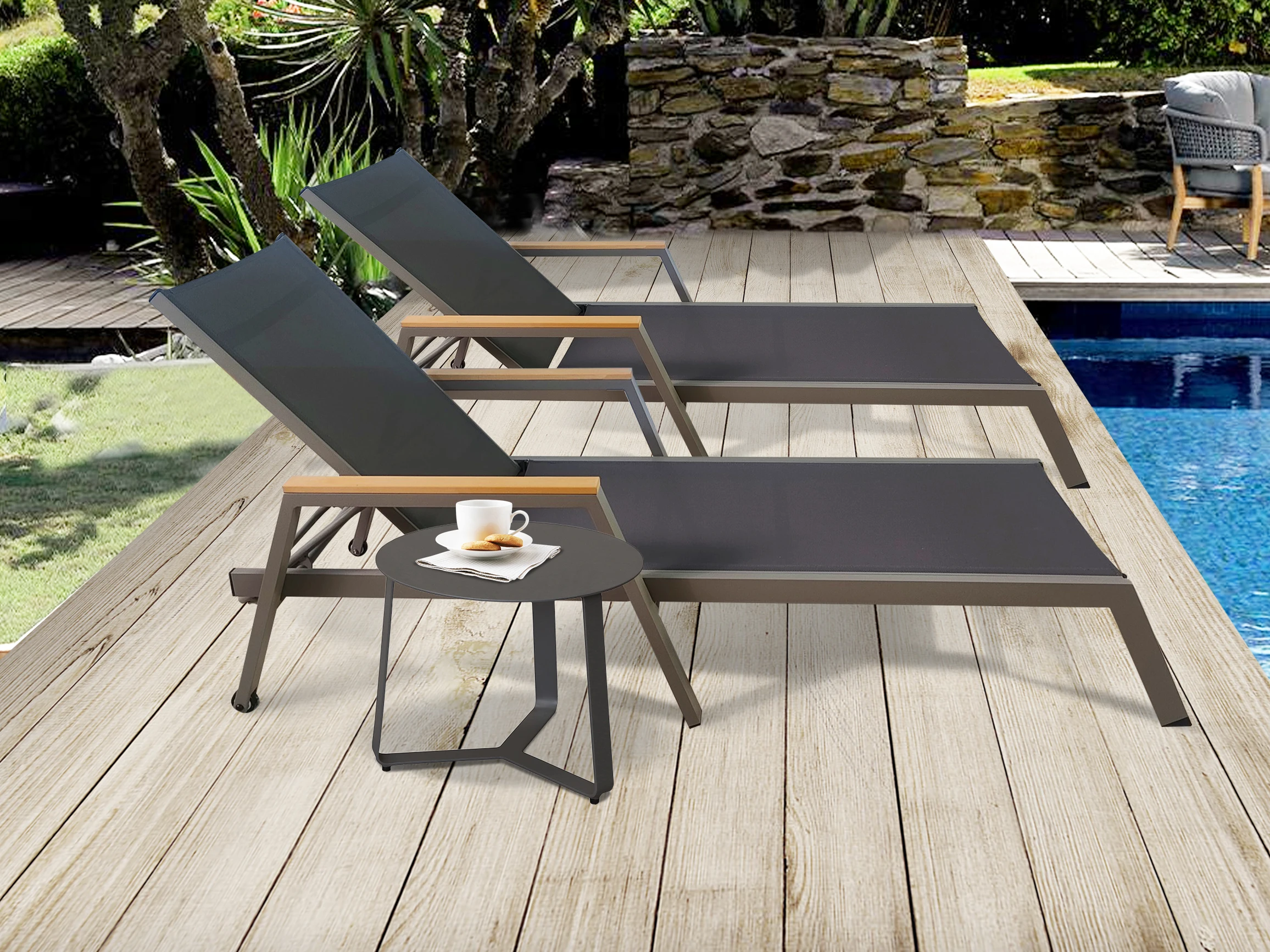 Modern White Aluminum Lounge Sun Bed Adjustable Poolside Beach Outdoor ...