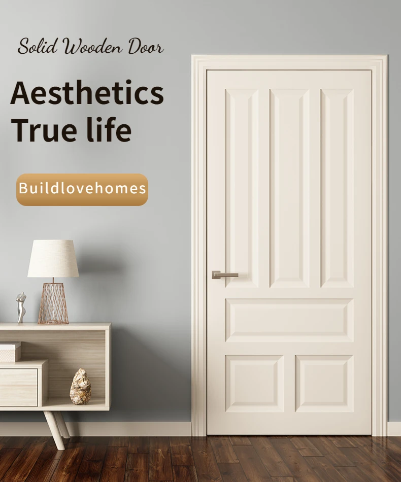 High Quality Interior Door Flush Design Flat Solid Wood Doors for Apartment