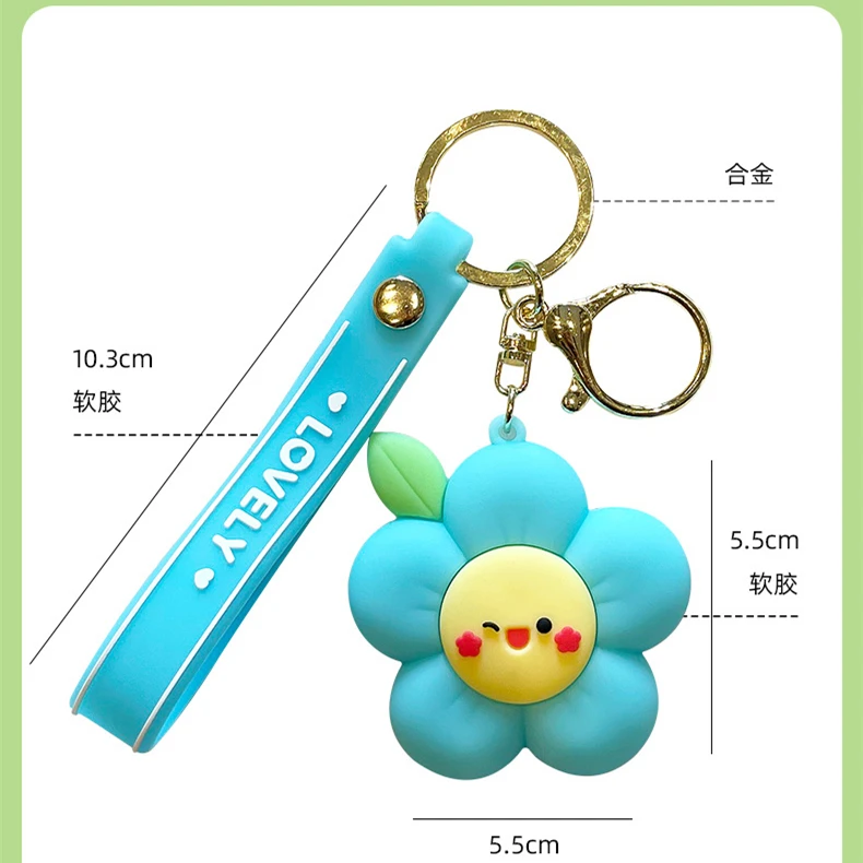 Kawaii Flower Keychain Creative Cute 3d Cartoon Plastic Keychain ...