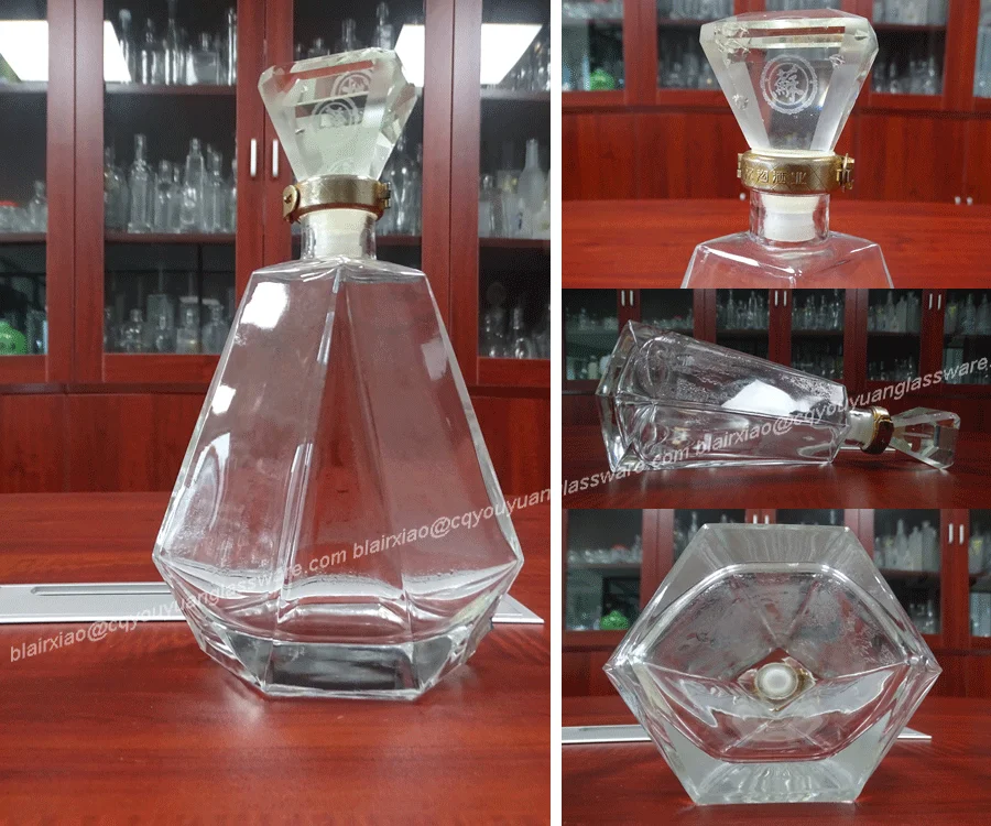 Hexagon Shaped 500ml Unique Bottle Glass Whisky - Buy Bottle Glass ...