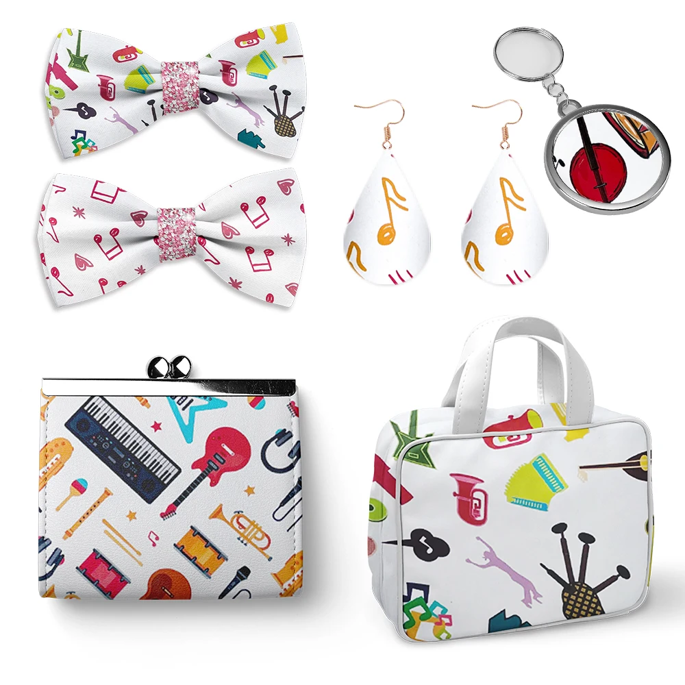 Colored Musical Instruments&Music Notation Patterns Printing PU ...