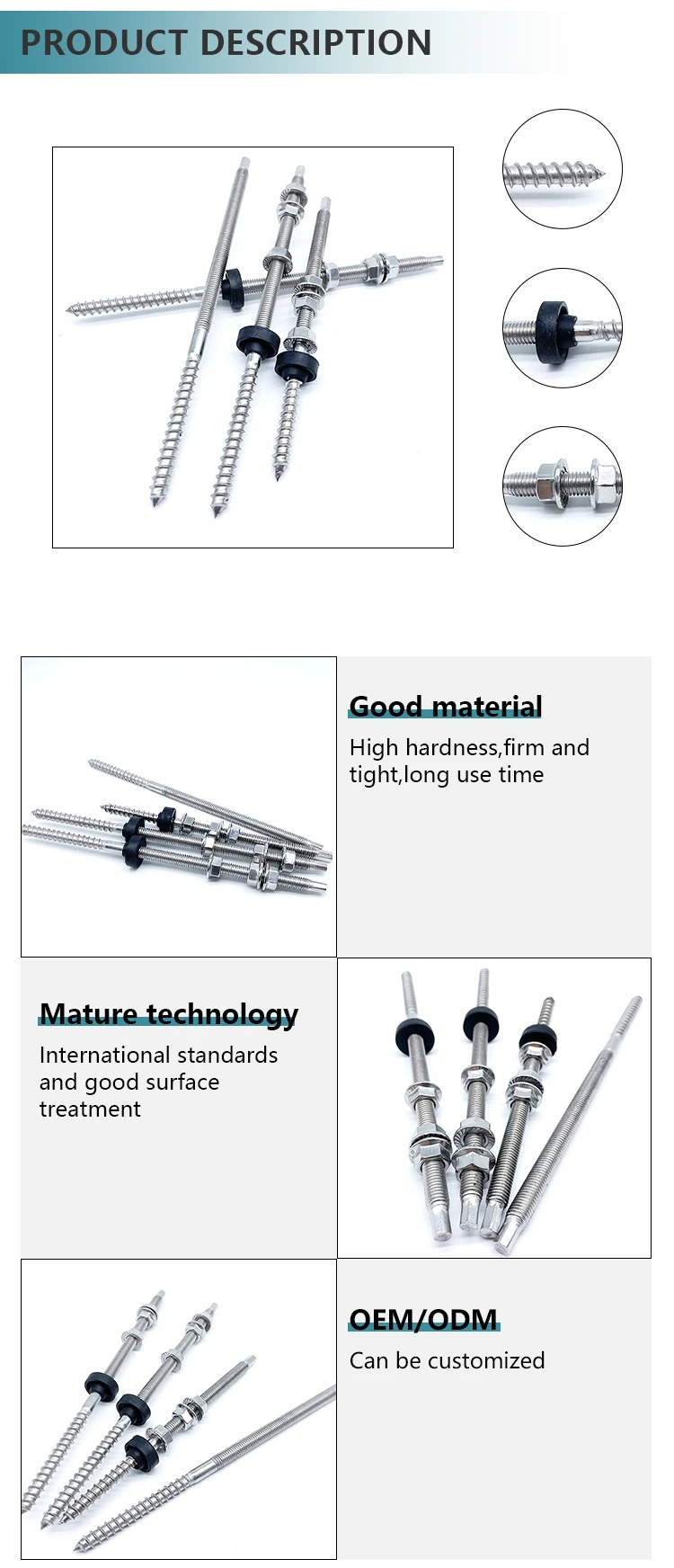 Stainless Steel Solar Hanger Bolt Mounting Kit With L Foot Epdm Lock ...