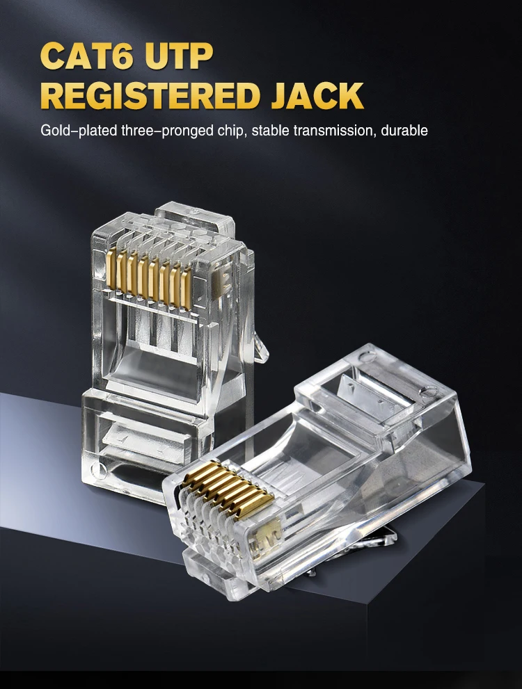 Brass Pin Cat6 Connector Waterproof Utp Cat6 8p8c Modular Plug Gold ...