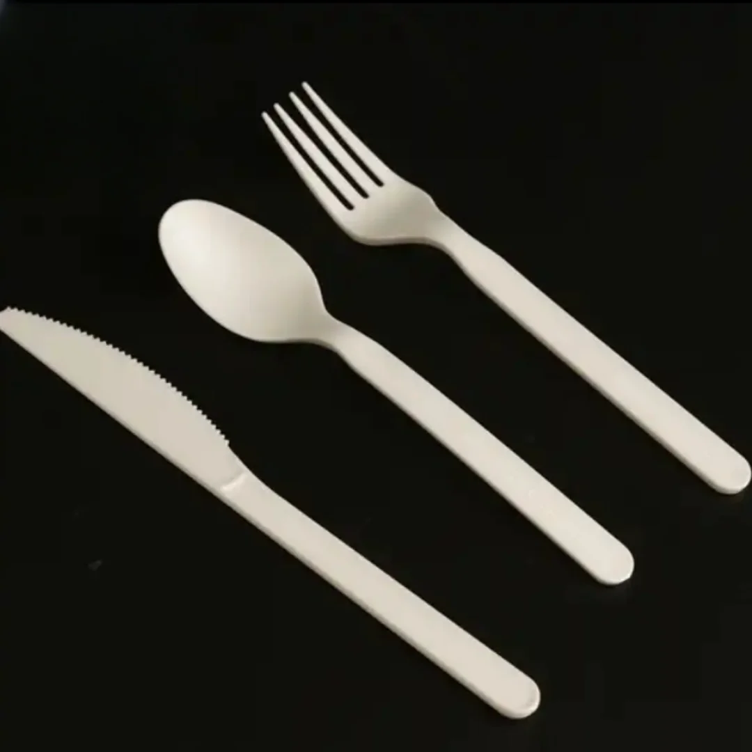No Plastic 100% Compostable PLA Cutlery Set Disposable Cornstarch ...