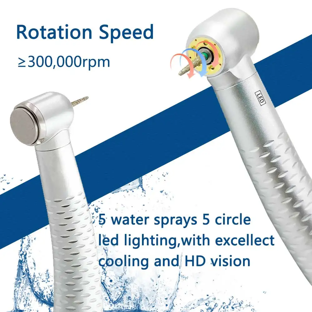 Dental Turbine With Led Generator Hand Piece Turbine High Speed 5 Led Handpiece Ceramic Bearing ...