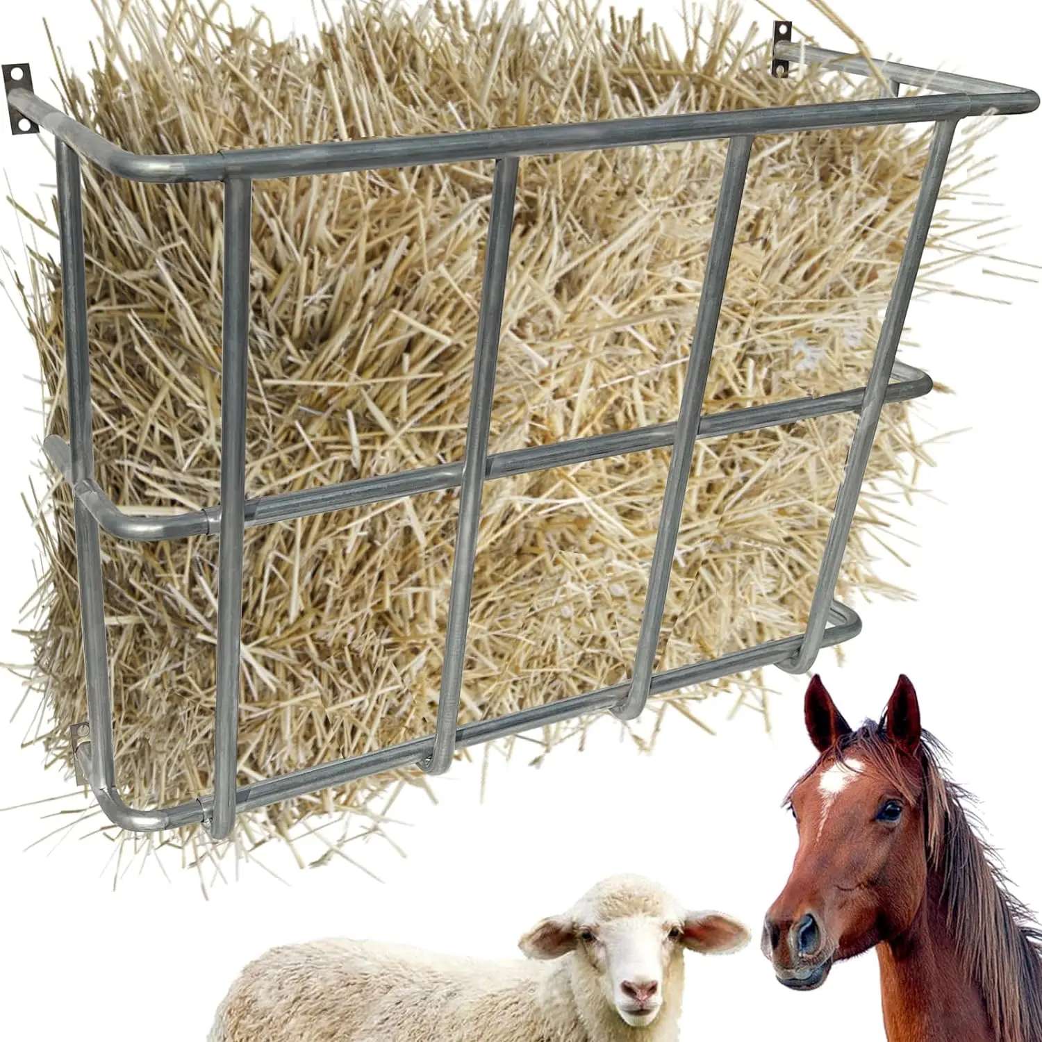 Multiple Sided Goat Hay Rack, Heavy Duty Iron Wall Hay Rack for Sheep ...
