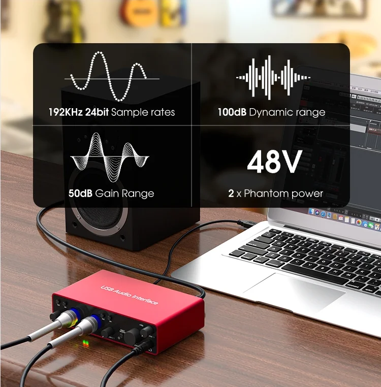 192khz 24bit Professional Sound Card for Podcast Recording