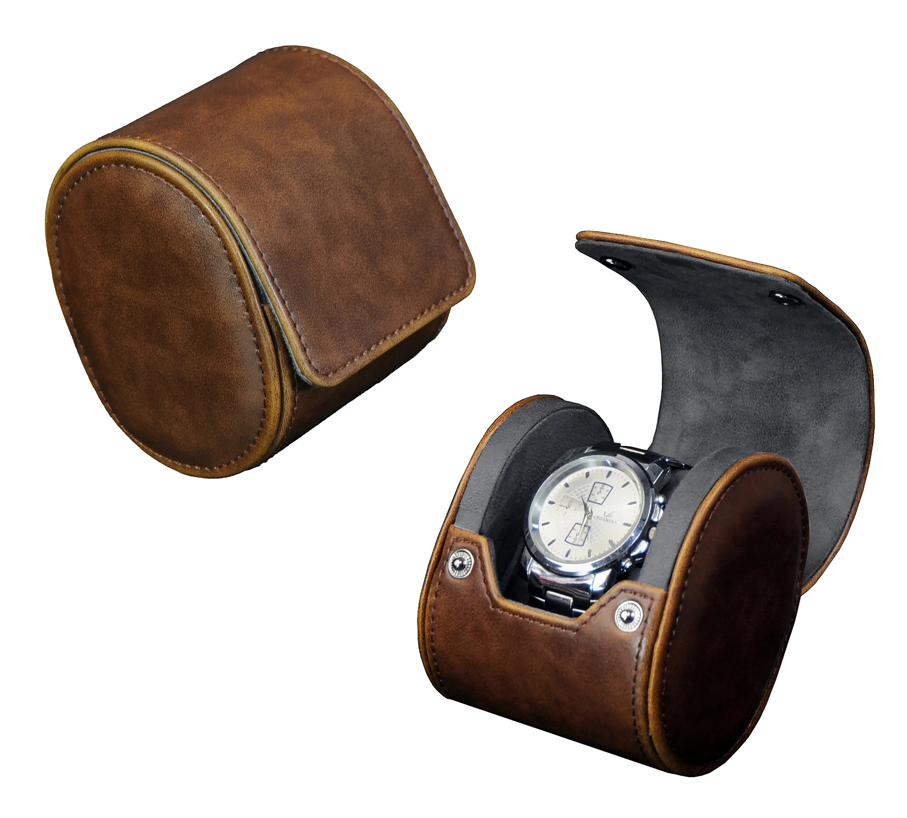 Custom Logo Luxury Antique Vegan Leather Watch Travel Case Pouch Single ...