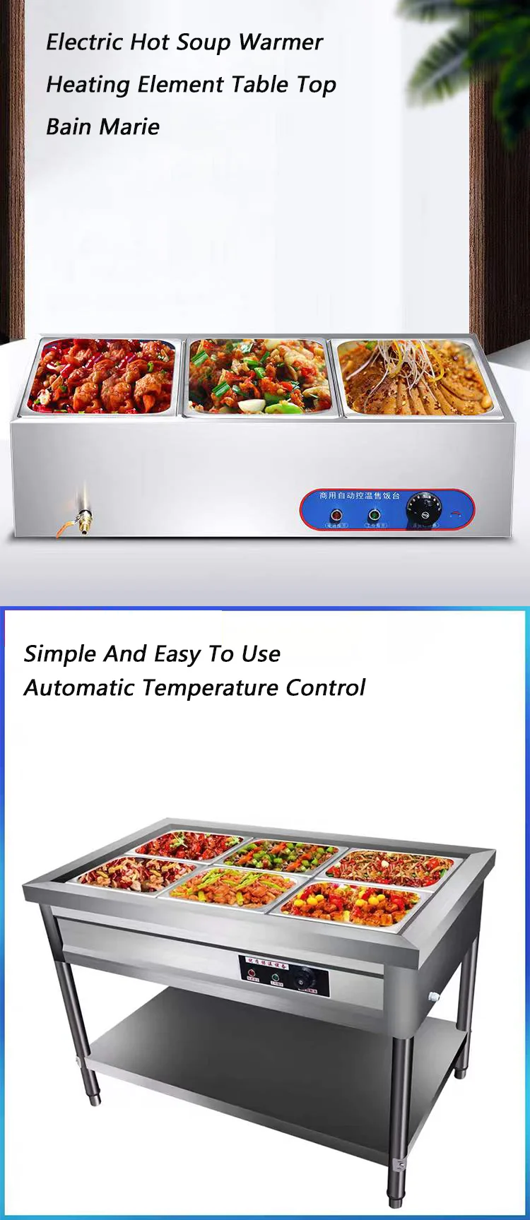 Commercial Electric Food Warmer Buffet Countertop Soup Bain Marie - Buy ...