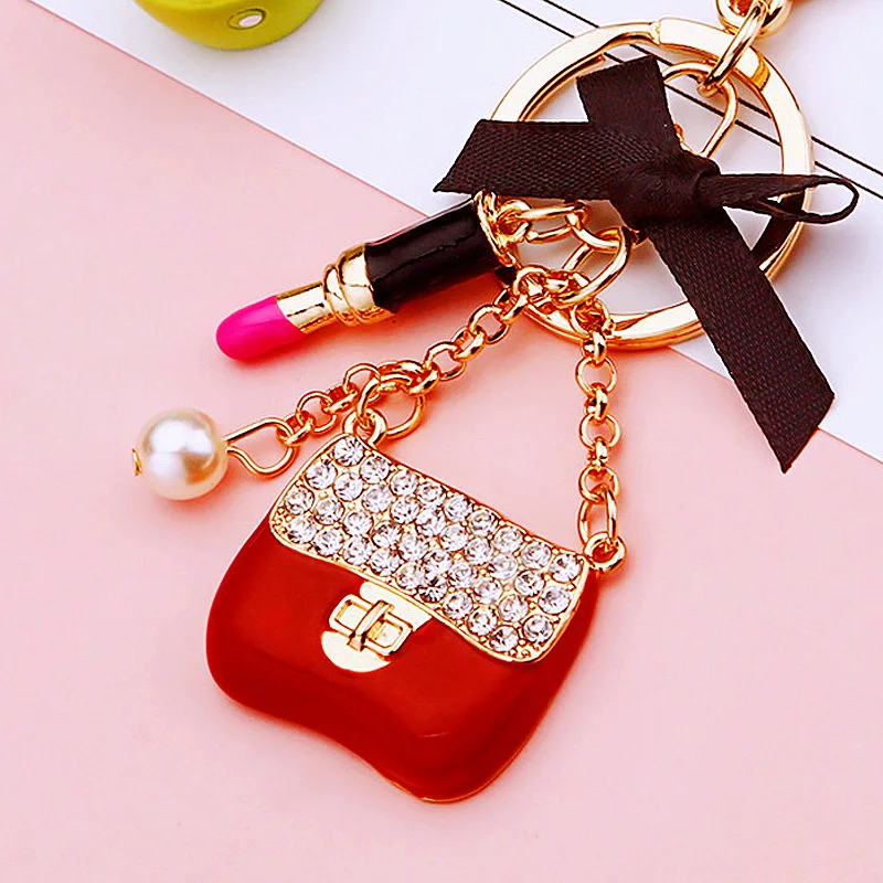 Diamond Studded Small Fragrant Style Shoulder Bag Car Keychain Cute ...